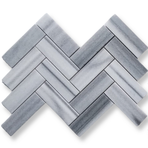 x16 Vista White marble Herringbone Mosaic tiles END OF LINE – Lite Stone