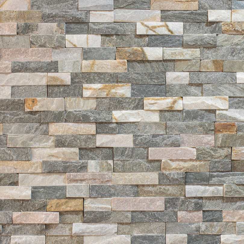 Oyster Natural Quartzite 40 x 10cm Split face Cladding Sheet – Lite Stone