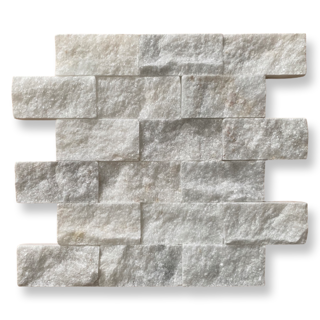 White Marble 5 x 10cm Split Face Cladding 30.5 x 30.5cm Sheet – Lite Stone