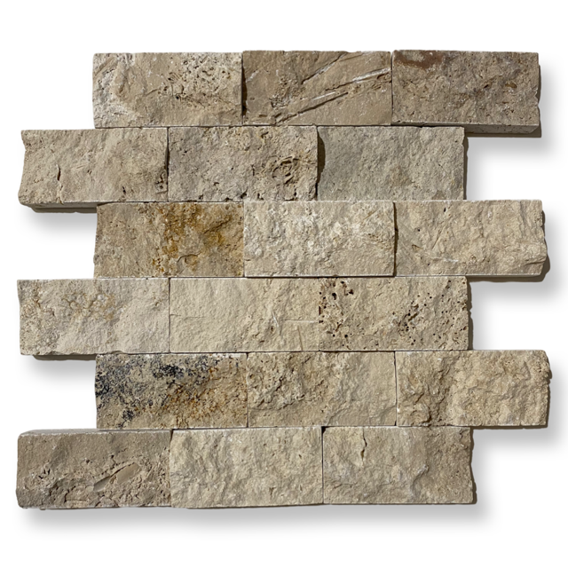 Rustic Travertine 5 x 10cm Split Face Cladding 30.5 x 30.5cm Sheet ...